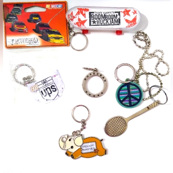 Other | Key Chains Collectors Bundle Of 6 Nascar Tony Hawk Tennis Peace ...